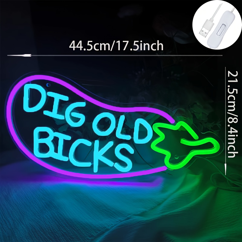 Usb Powered Eggplant Led Neon Sign Static Wall - Temu