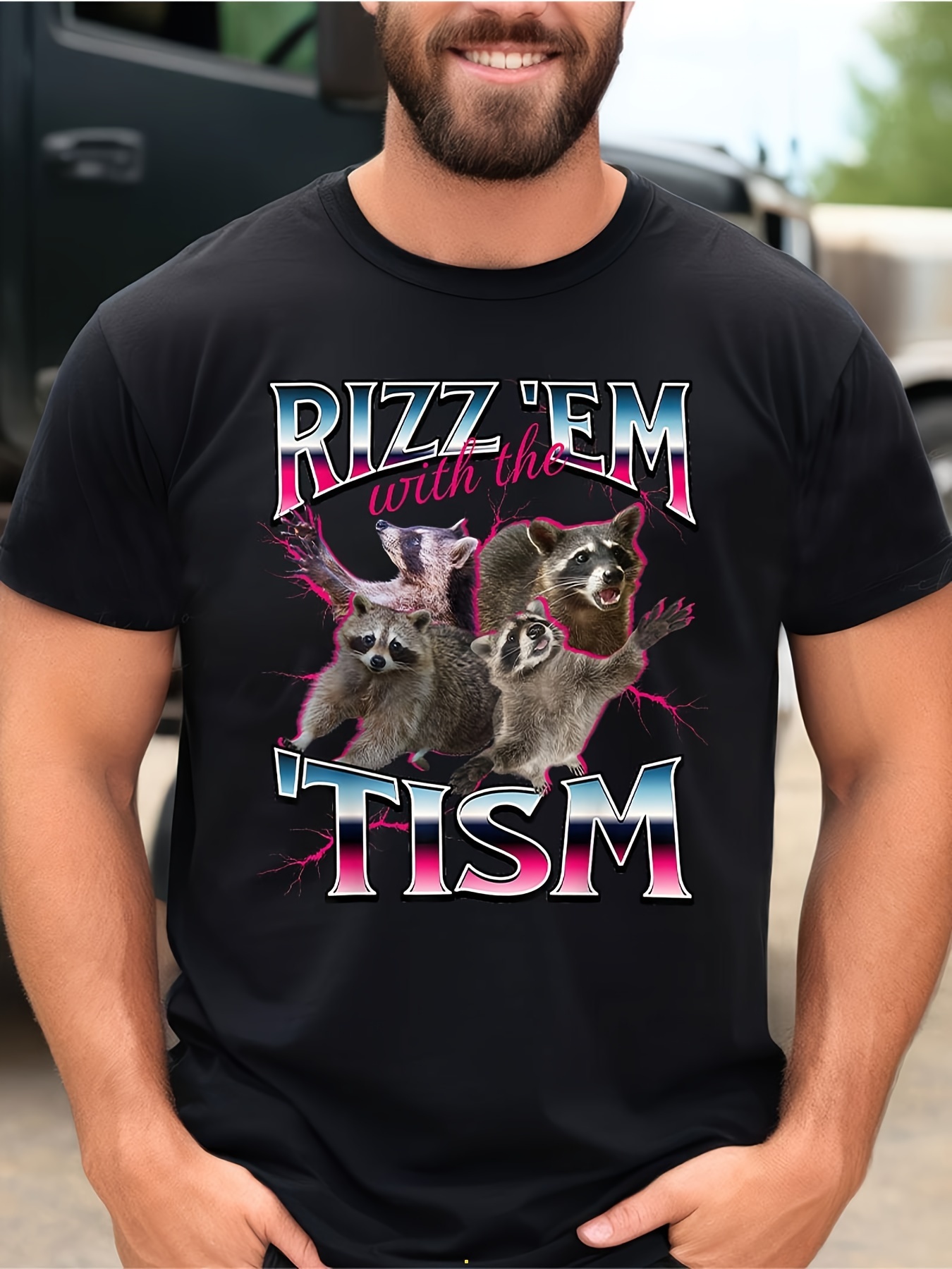 Au Awareness Funny 'rizz Em ' Meme Autistic Raccoon - Temu