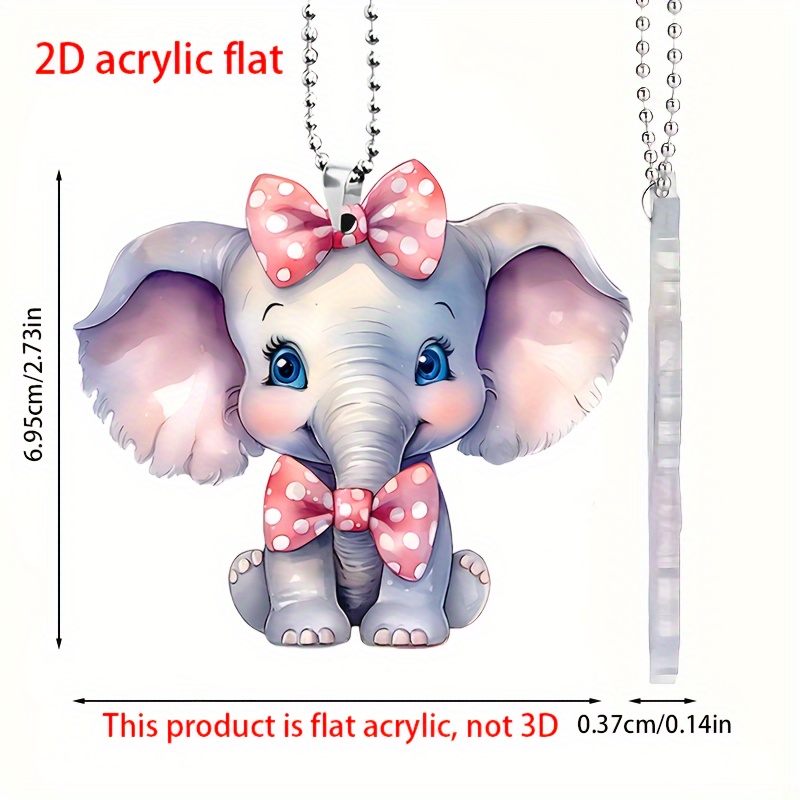 Small Elephant Bow 2d Flat Pendant Decoration Acrylic - Temu Ireland