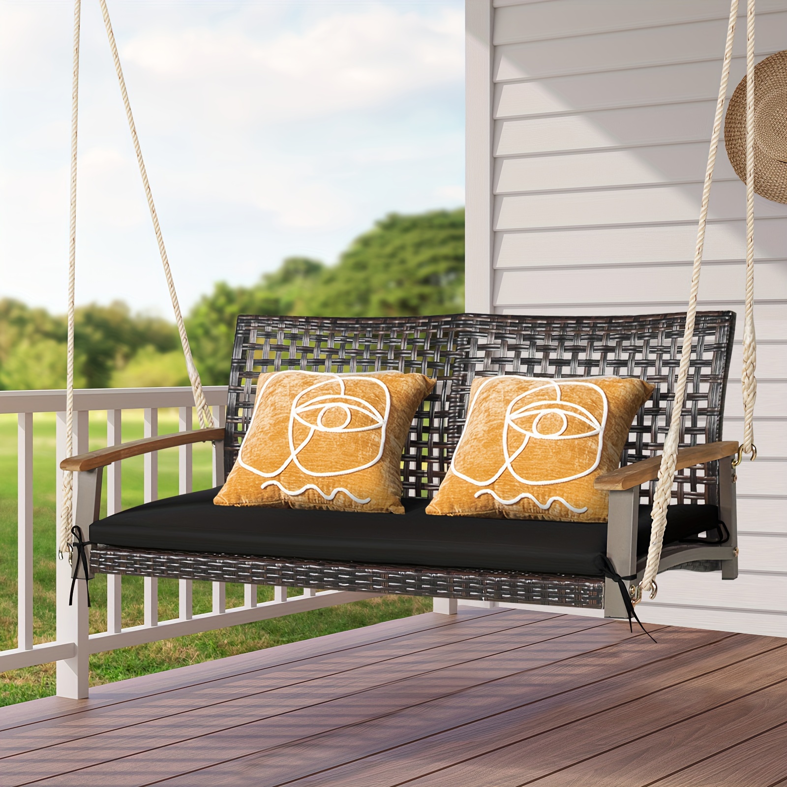 Resin wicker porch swing store