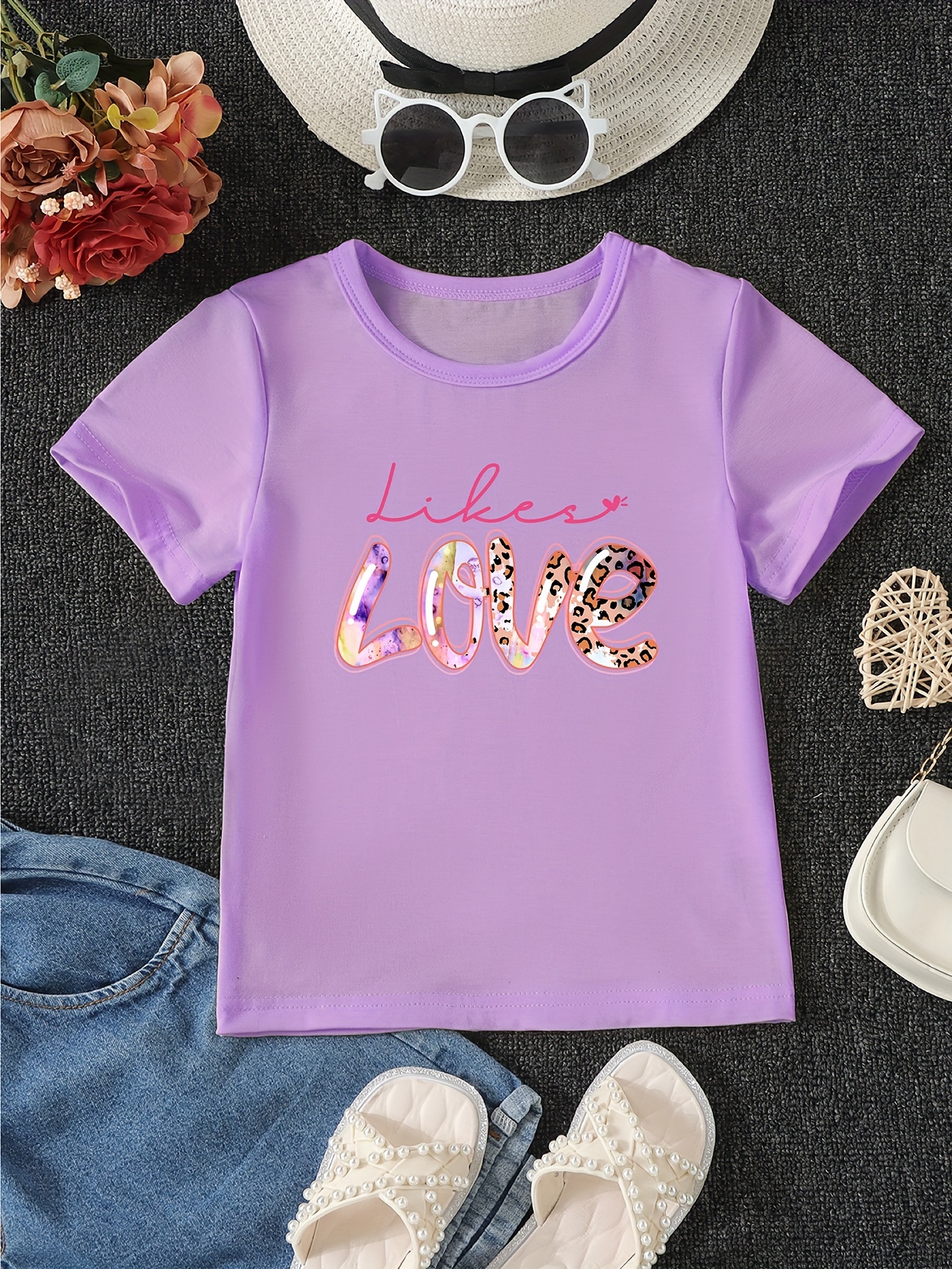 Fit T shirt Top Pullover Graffiti Likes Love Little Heart - Temu ...