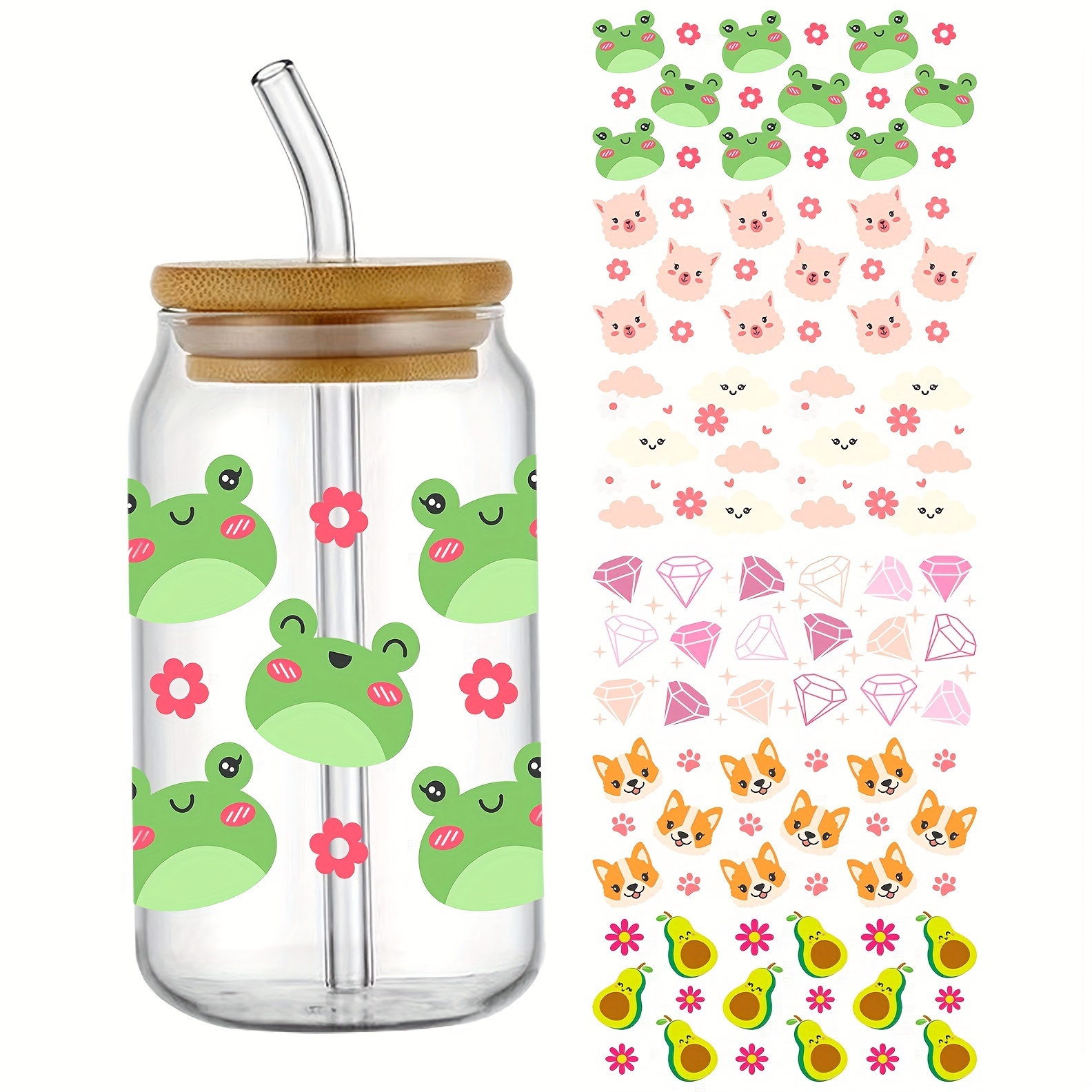 6pcs Cute Animals Fruit Pattern Uv Dtf Cup Stickers - Temu United Kingdom