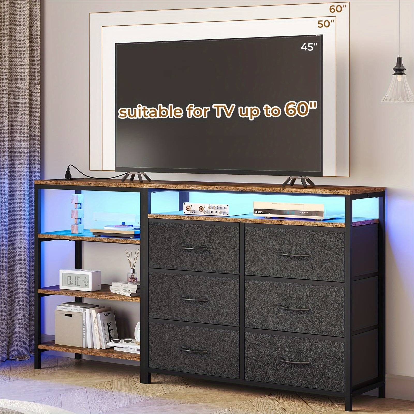 Stand Dresser Led Lights Charging Station L Shape - Temu