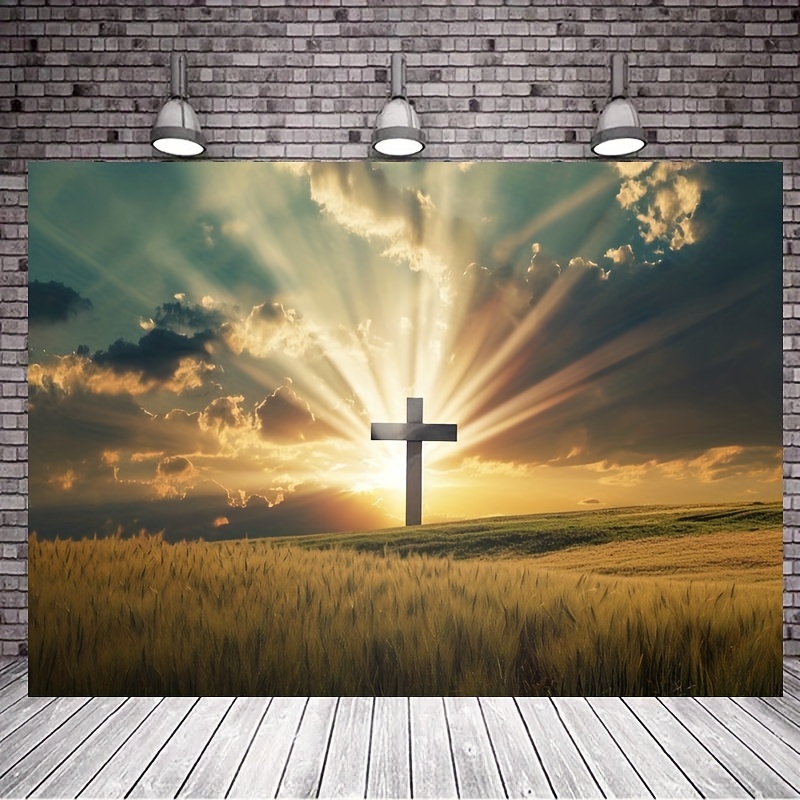 Christian Cross Radiates Light In Sky Backdrop Christ - Temu Philippines