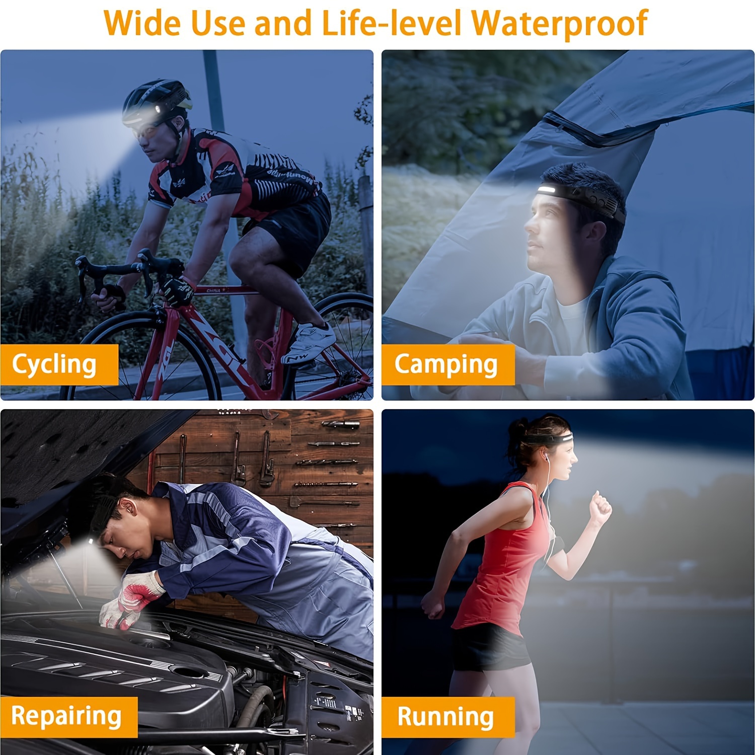 1pc Rechargeable 800mah Battery Induction Cob Headlamp Usb Charging ...