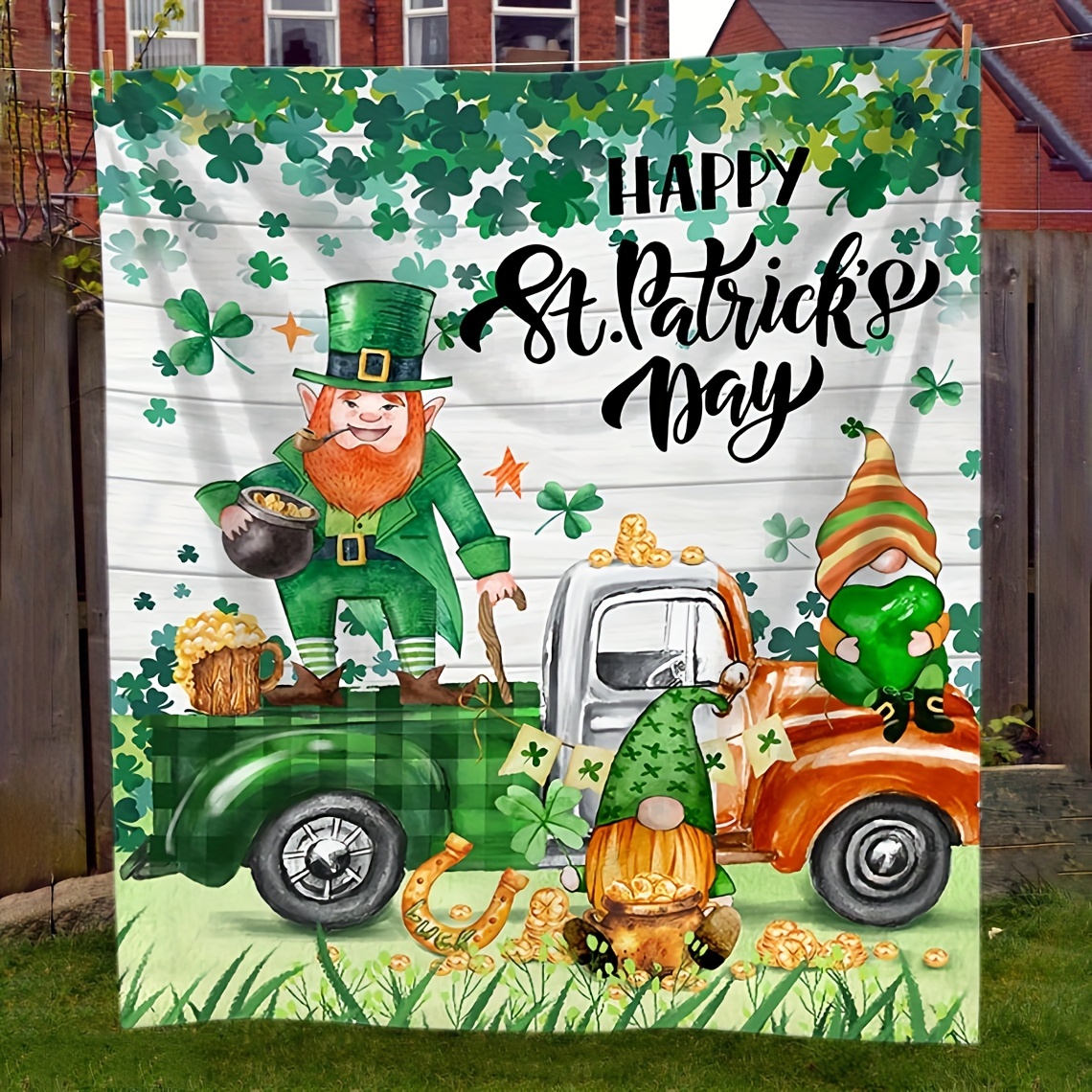 Lucky Clover Gnomes T Blanket Friends St Patricks Day Temu