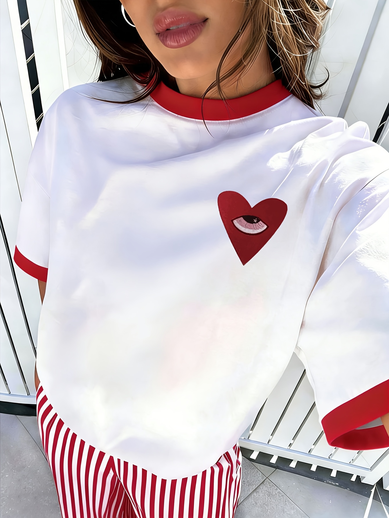 red and white striped shirt sold on Temu Australia