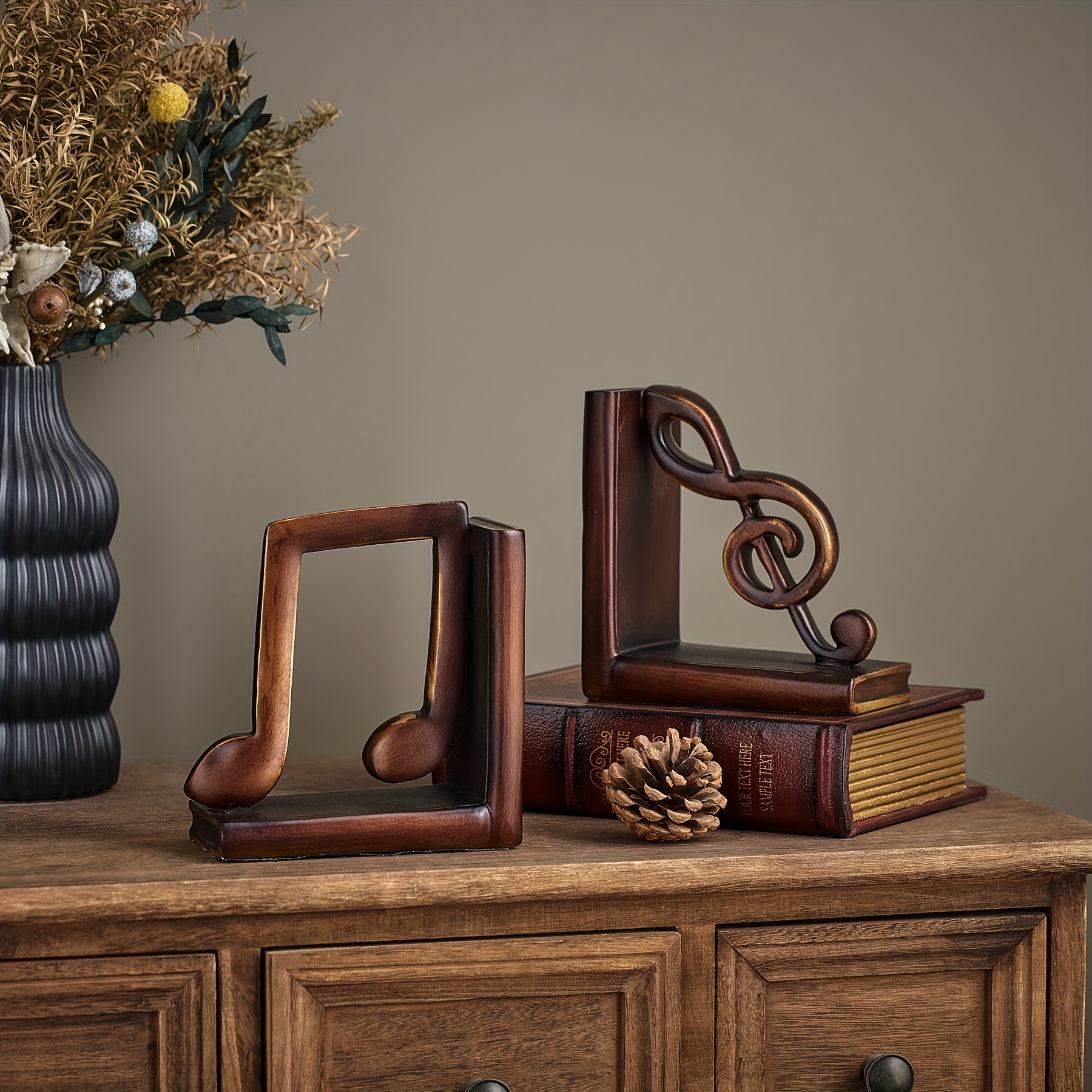 Music Note Bookends Resin Musical Note Decorative Book Stand - Temu ...