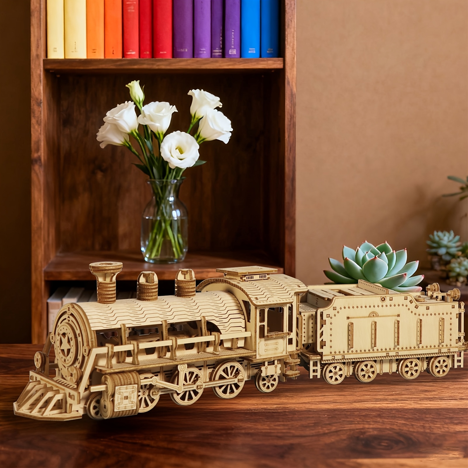wooden model train sold on Temu United States