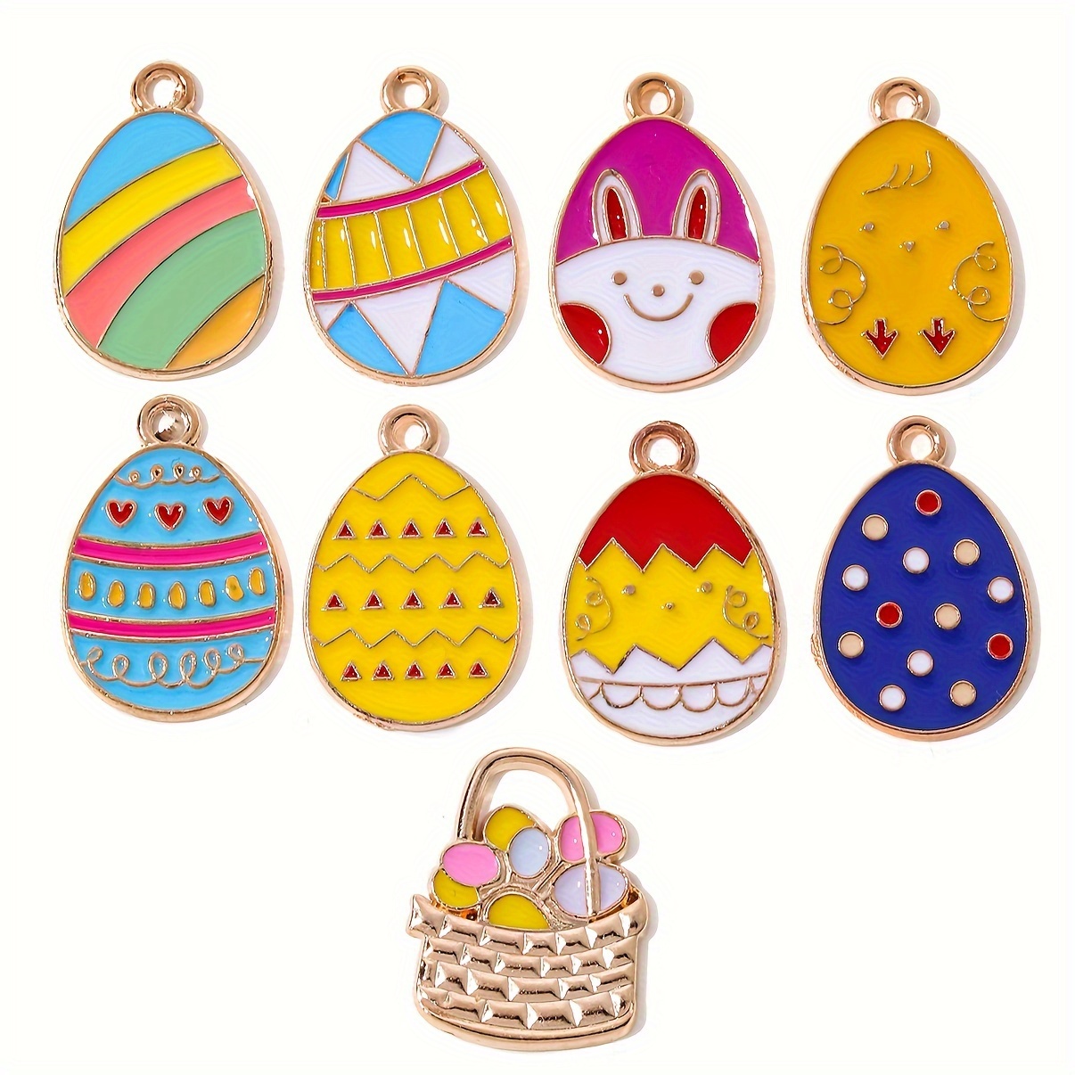 Cartoon Rabbit Chick Easter Egg Diy Pendant Alloy Baked - Temu United ...