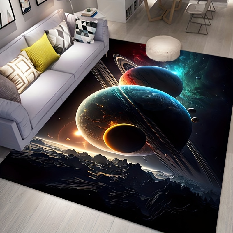 2 Crystal Velvet Planet Universe Pattern Rug Anti wrinkle - Temu Australia