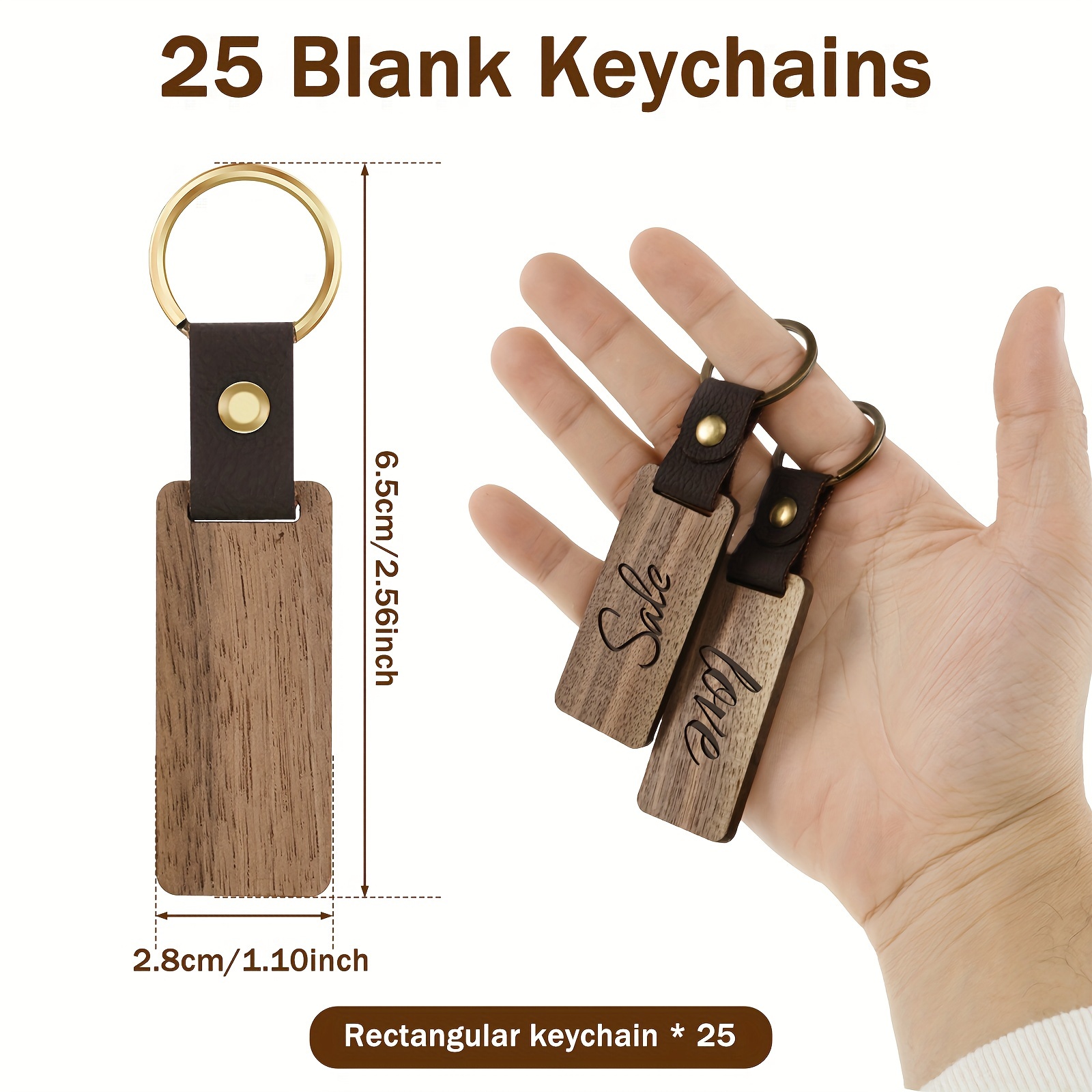 wooden keychain blanks diy blank wood keychains leather - Temu