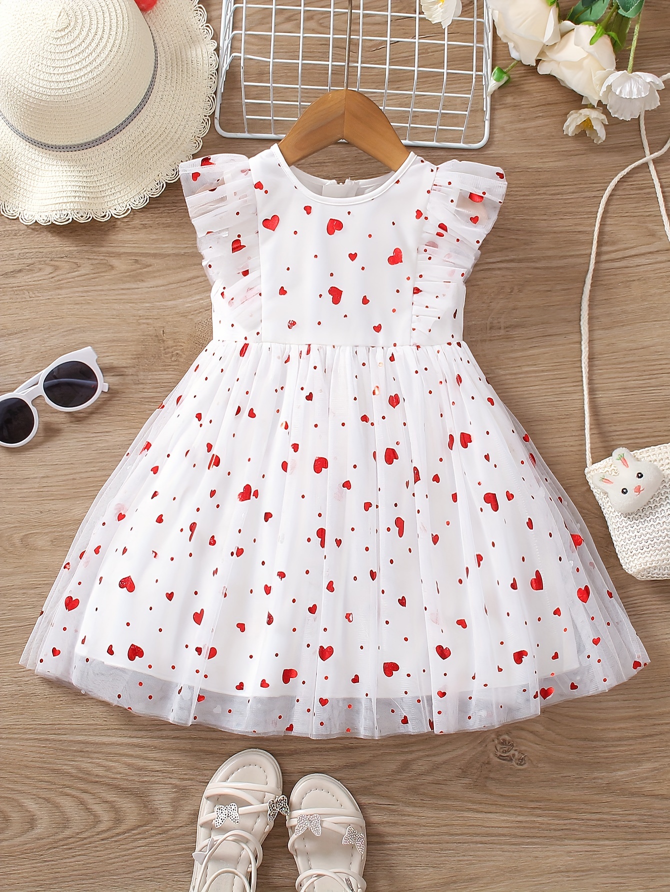 Robe En Maille Sans Manches Motif Brillant Manches Volantes - Temu France