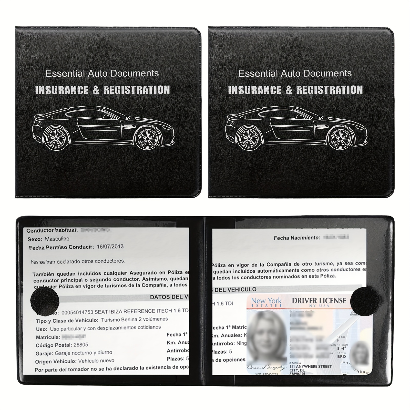 Car Document Holder Insurance Registration Pvc Wallet - Temu Canada