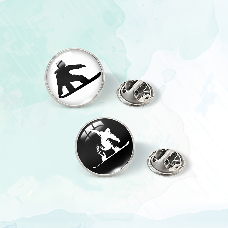 Snowboarding Lapel Pin Glass Brooch Clothing Backpack - Temu United Kingdom