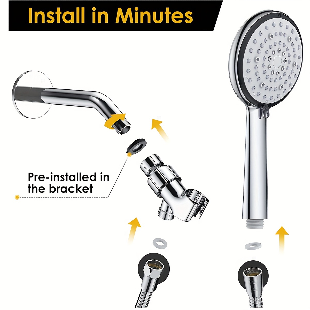 High pressure Handheld Shower Head 6 Spray Easy - Temu