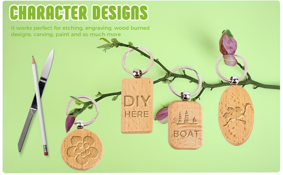 Wood Burning Diy Wooden Keychain 200 Pcs Wooden Keychain Blanks ...