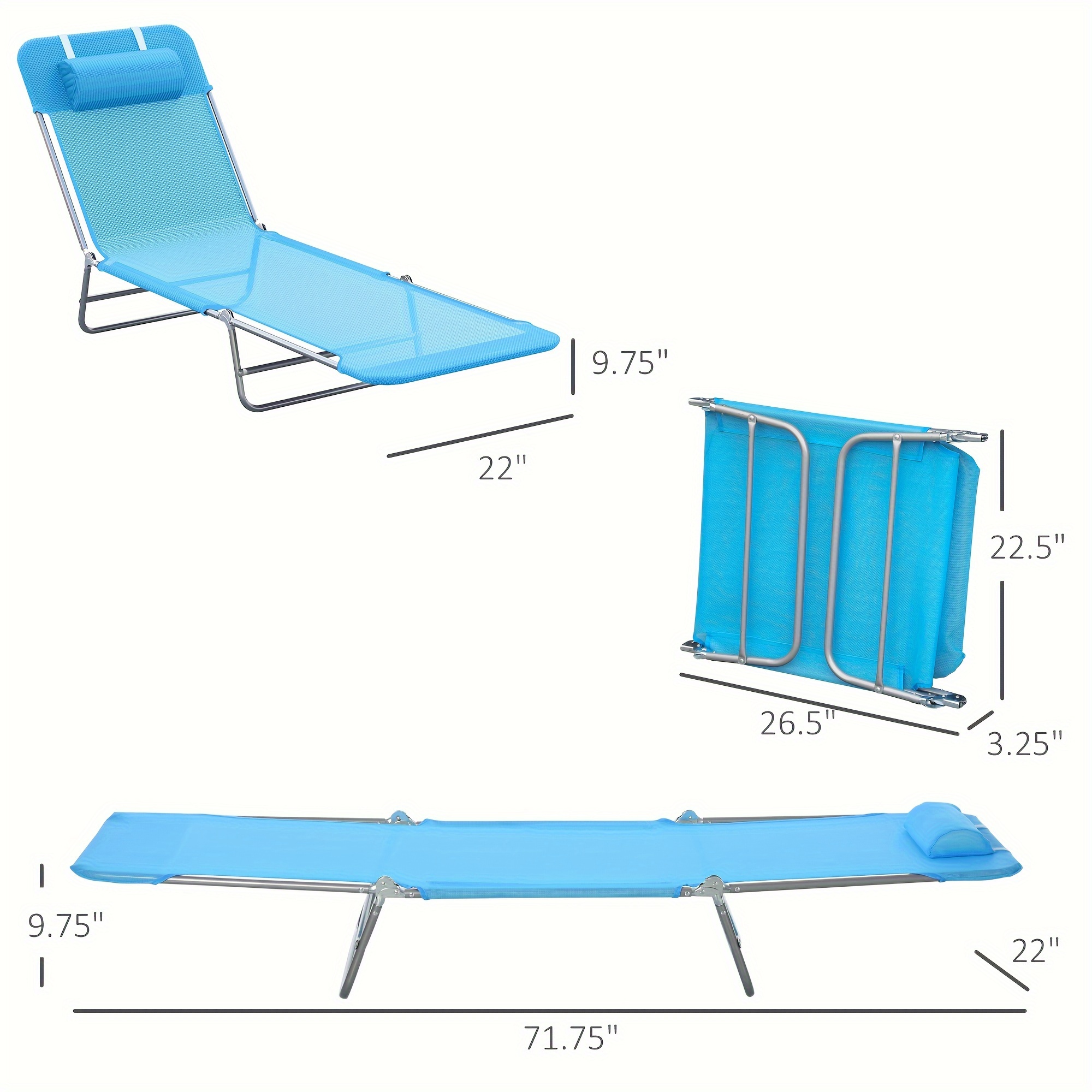 Folding Chaise Lounge Pool Chairs Outdoor Sun Tanning Chairs With ...