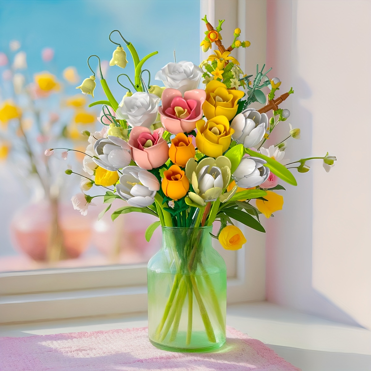 rose building blocks sold on Temu United States