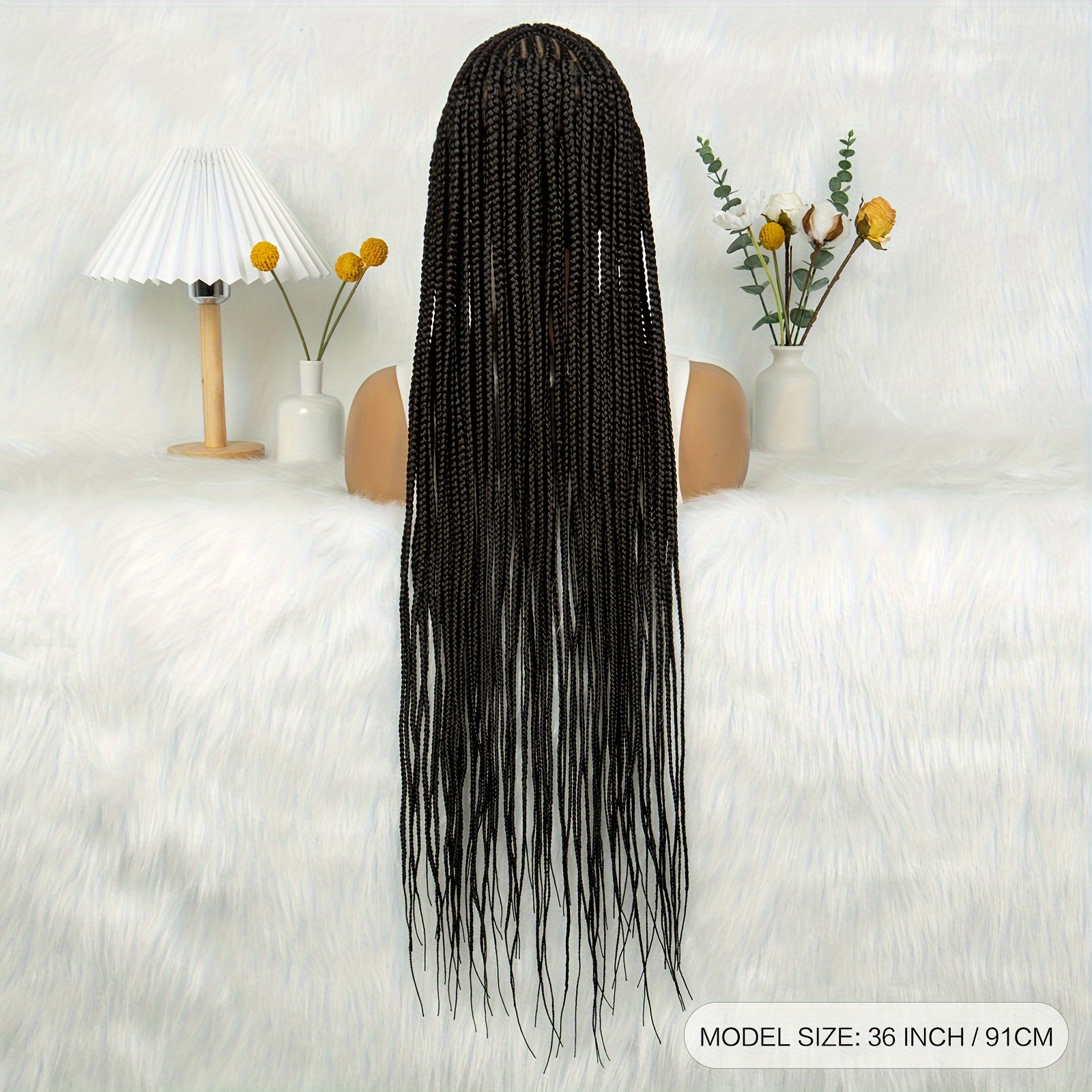 Elegant Full Lace Hand woven Braided Wig Women 200% Density - Temu