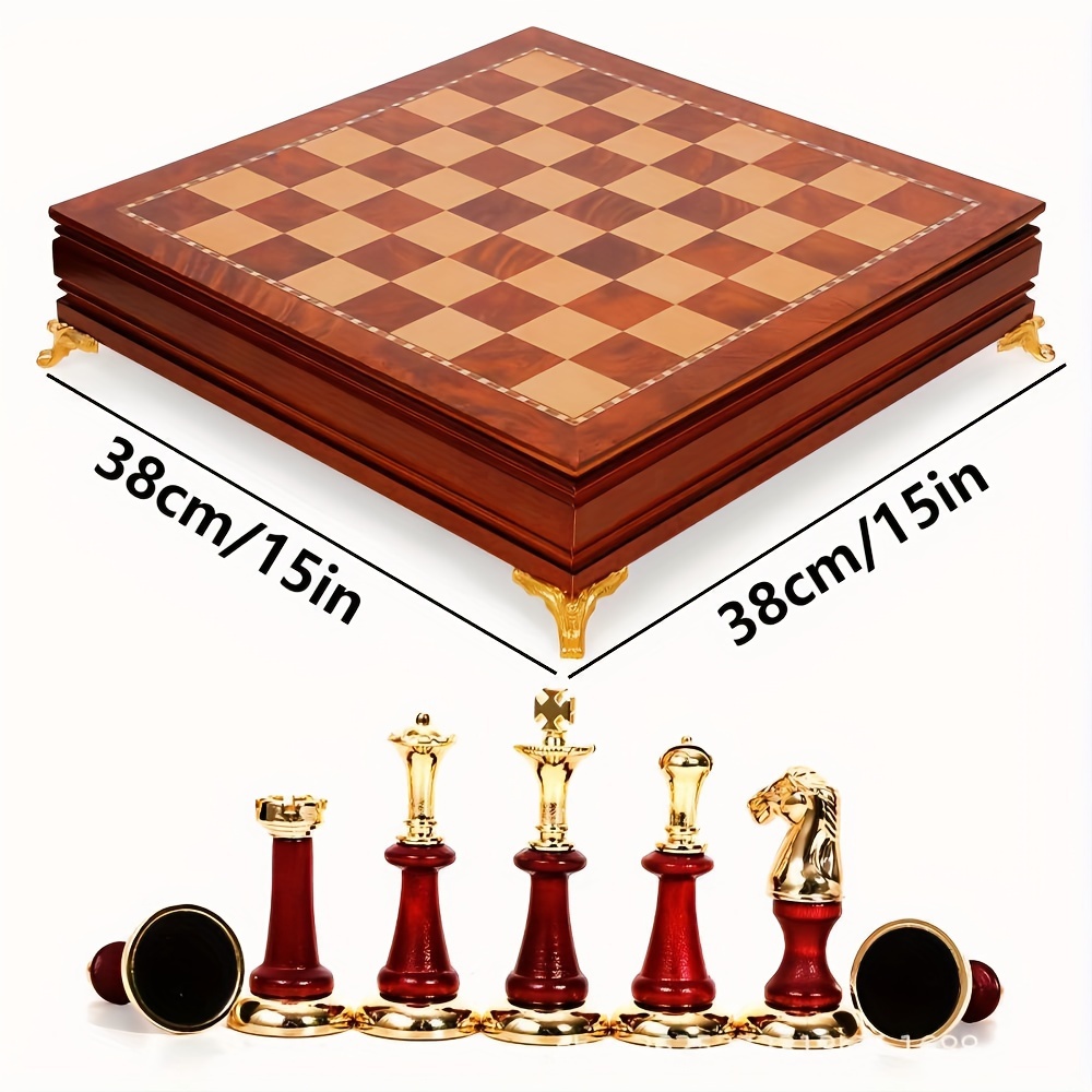 Wooden Chess Set Large Size Board Storage Drawers 2 Extra - Temu