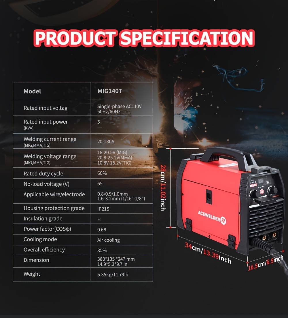 Mig Welder 110v Flux Mig/lift Tig/stick 3 in 1 - Temu Brazil