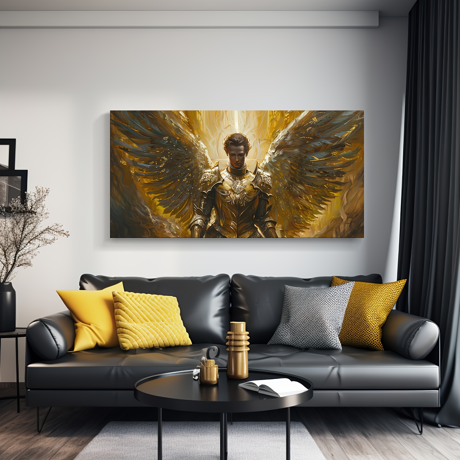 Large Archangel Michael In Golden Canvas Wall Art - Temu