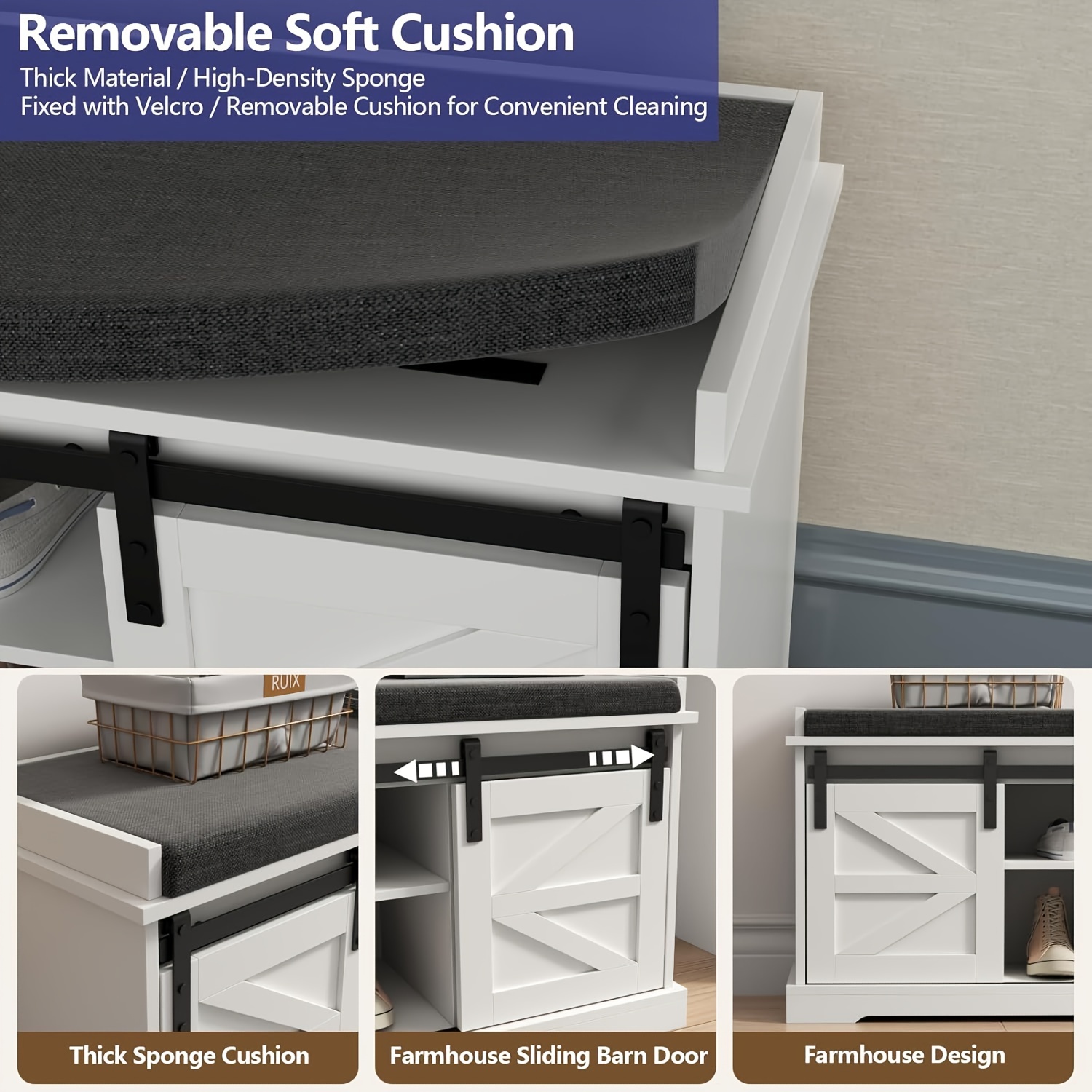 Shoe Storage Bench Sliding Barn Door Storage Cabinets Slim - Temu