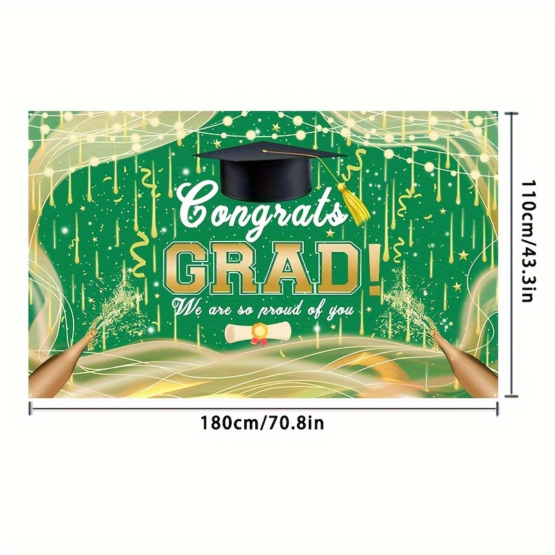 Graduation Background Green Golden Glitter - Temu