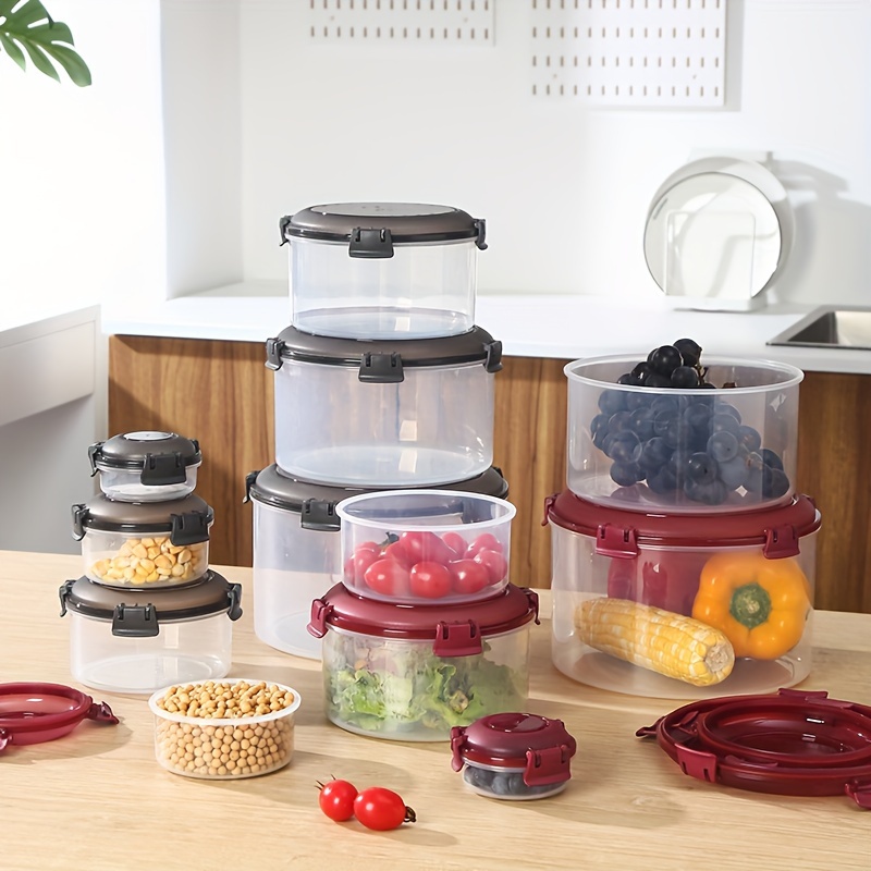 Round Airtight Food Storage Containers Set Bpa Free Plastic - Temu