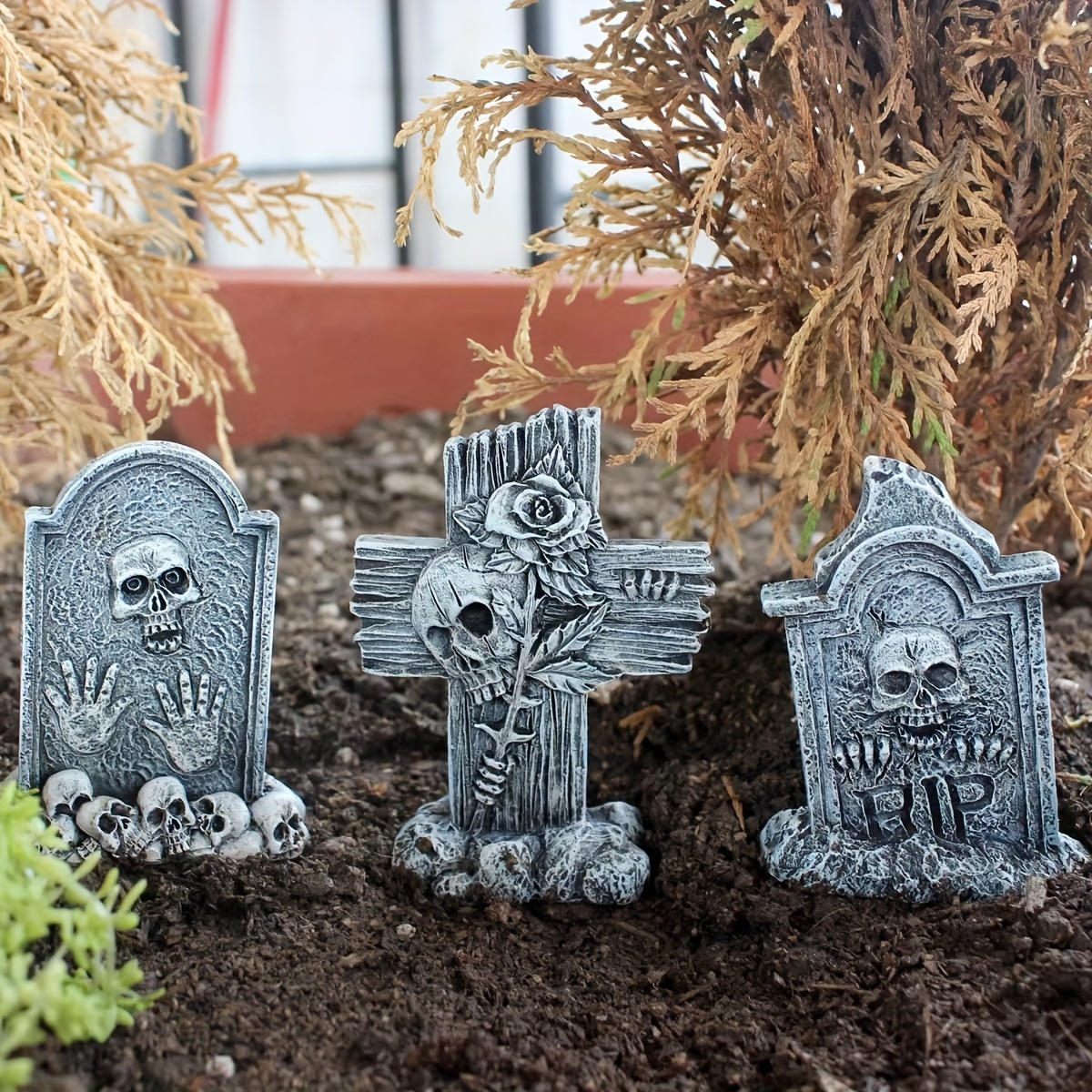 Halloween Tombstone Decorations Resin Graveyard - Temu