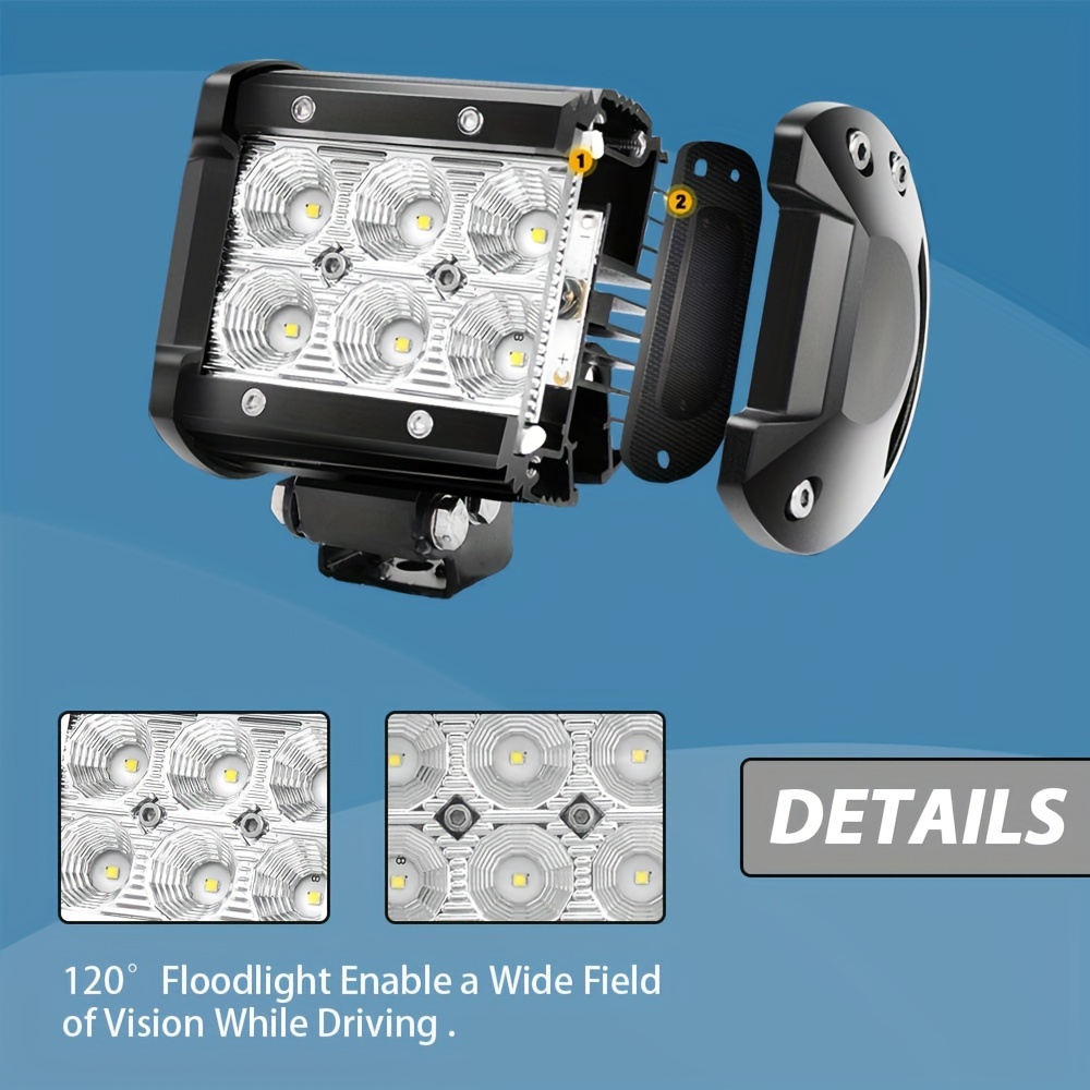 Led Light Bar Spotlights Motor Vehicles Flood Beam Auxiliary - Temu