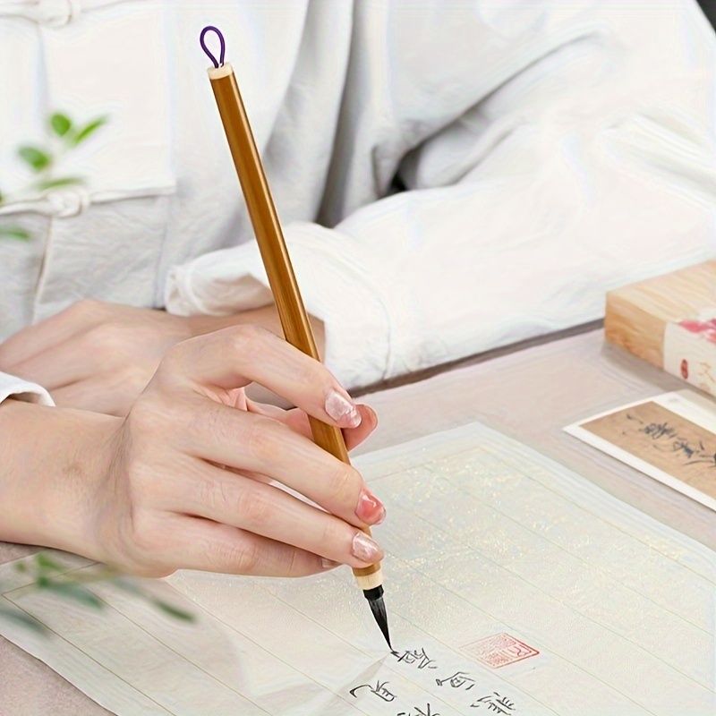 Chinese Calligraphy Brushes Wolf Sheep Hair Fluted Handle - Temu