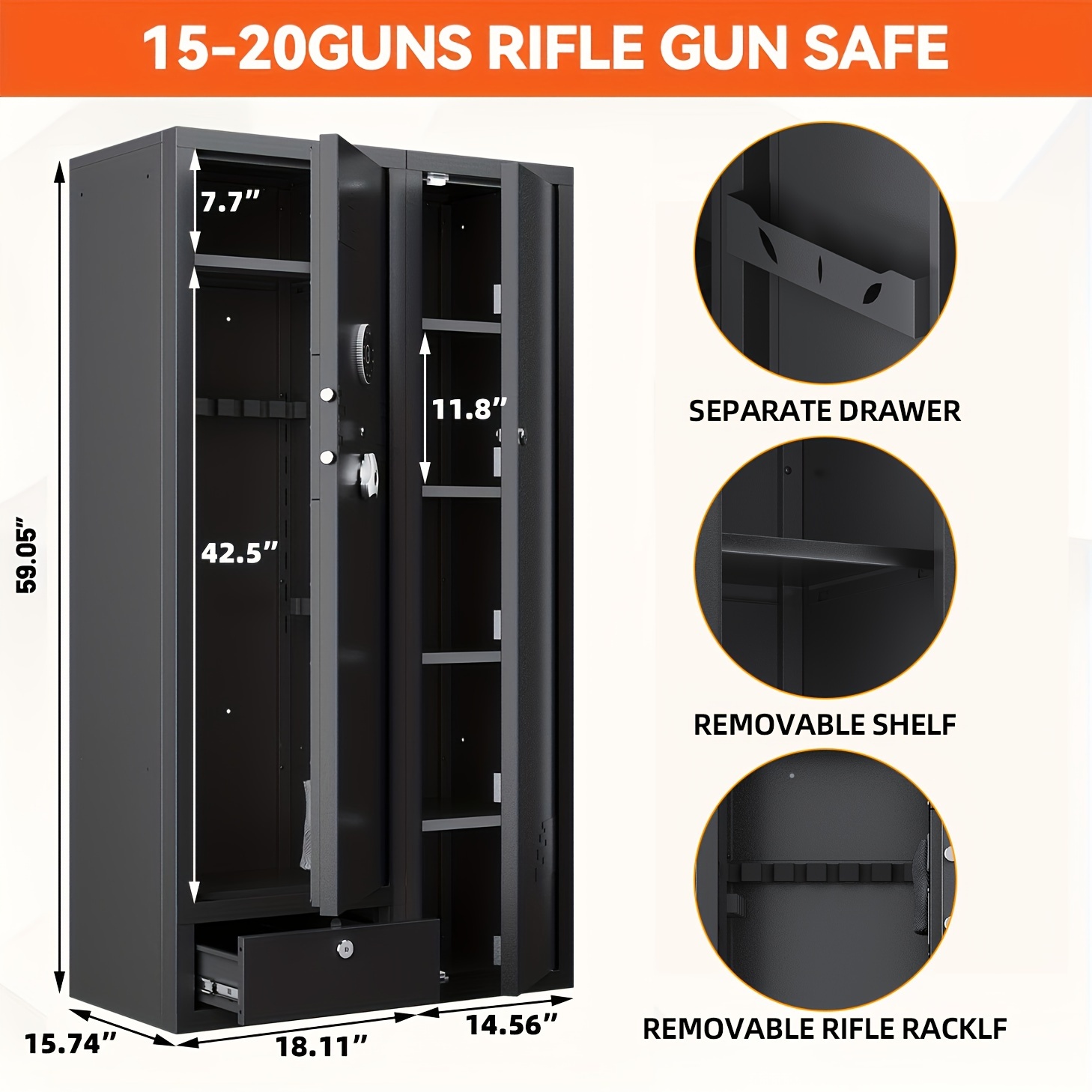 15 20 Gun Safe Gun Safes Home Rifle Pistols Large Gun Safes - Temu