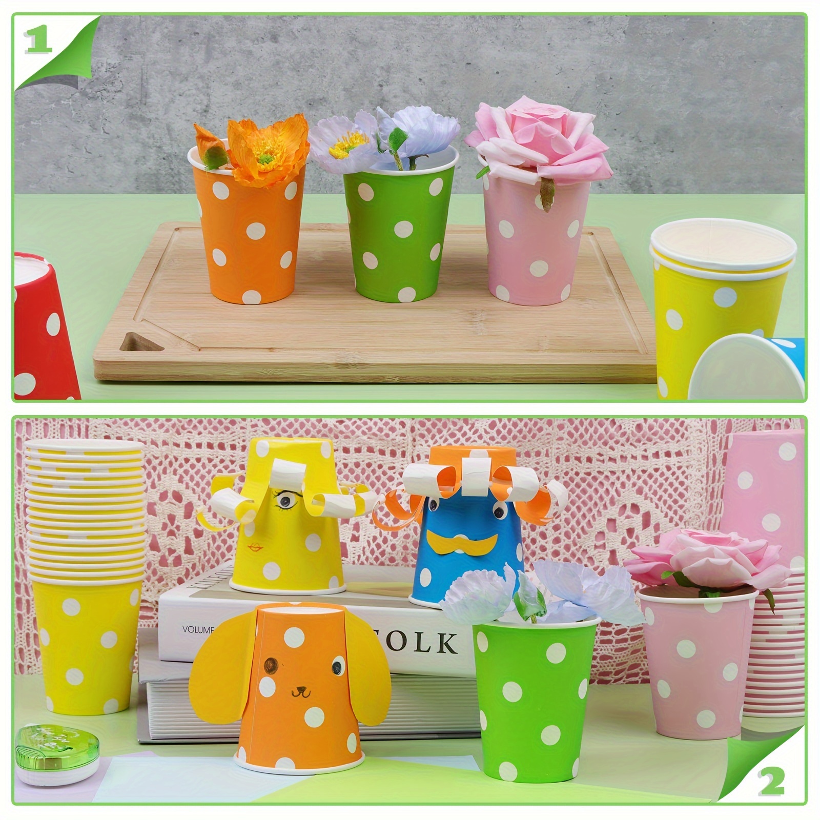Party Cups: Polka Dot Paper Cups Diy Home Office Travel - Temu