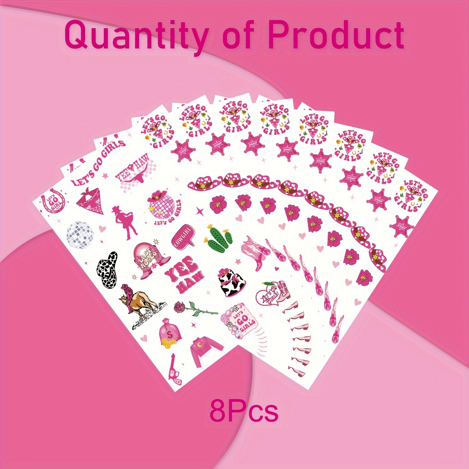 Cowgirl Temporary Tattoos + Pink Stickers Women's - Temu