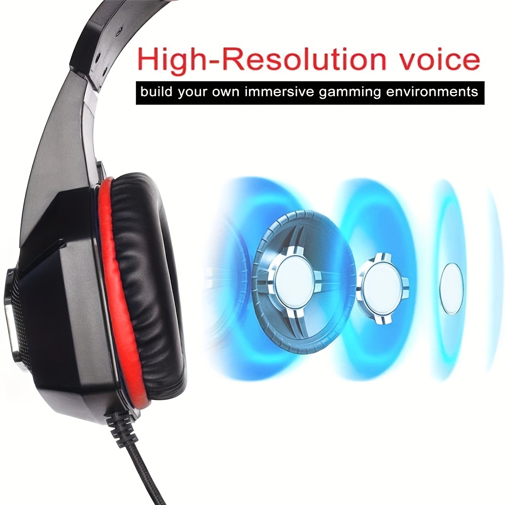 Gaming Headset Led Lights Ear Noise Cancelling Mic Stereo - Temu
