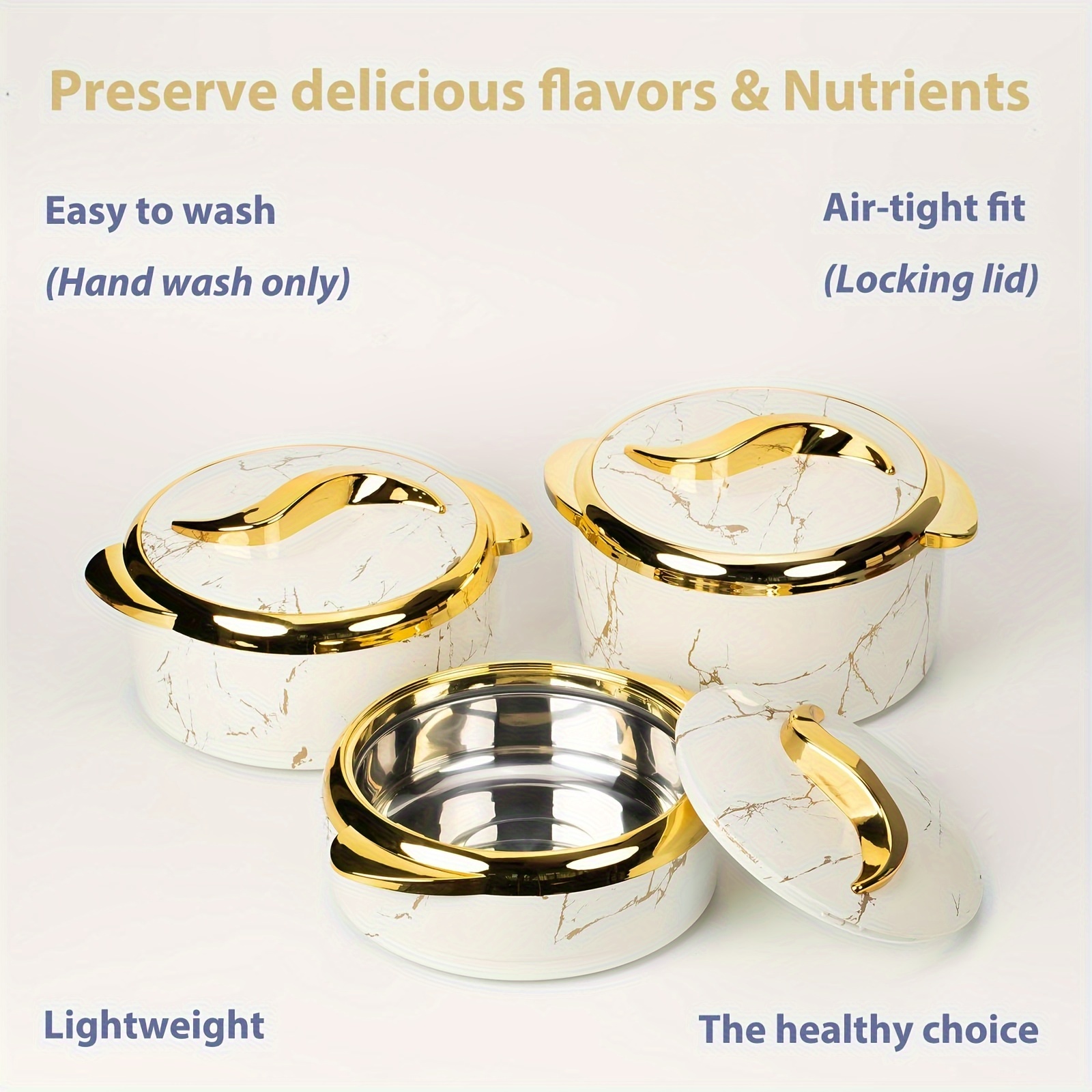 3 Pcs, Hot Pot Food Warmer Set, Food Warmer, Thermal Casserole Dish Set ...