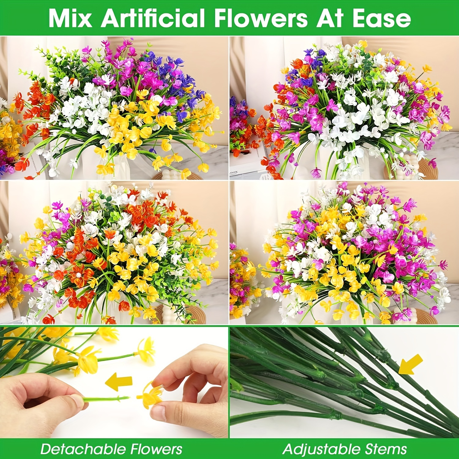 Set de 24 flori artificiale pentru exterior Plante de - Temu Romania