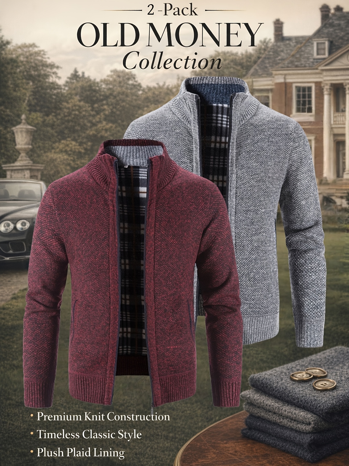 cable knit zip up cardigan sold on Temu United States