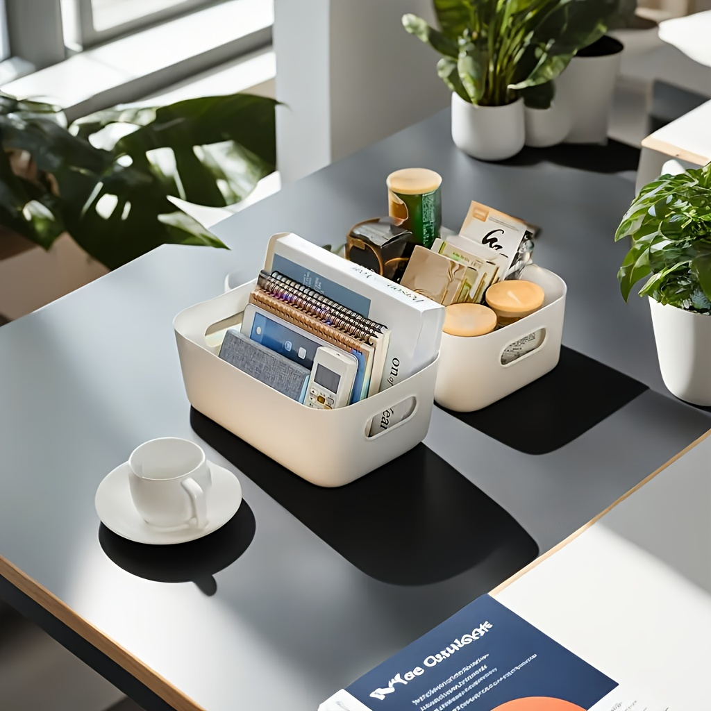 Organize Space: White Plastic Storage Baskets Kitchen - Temu