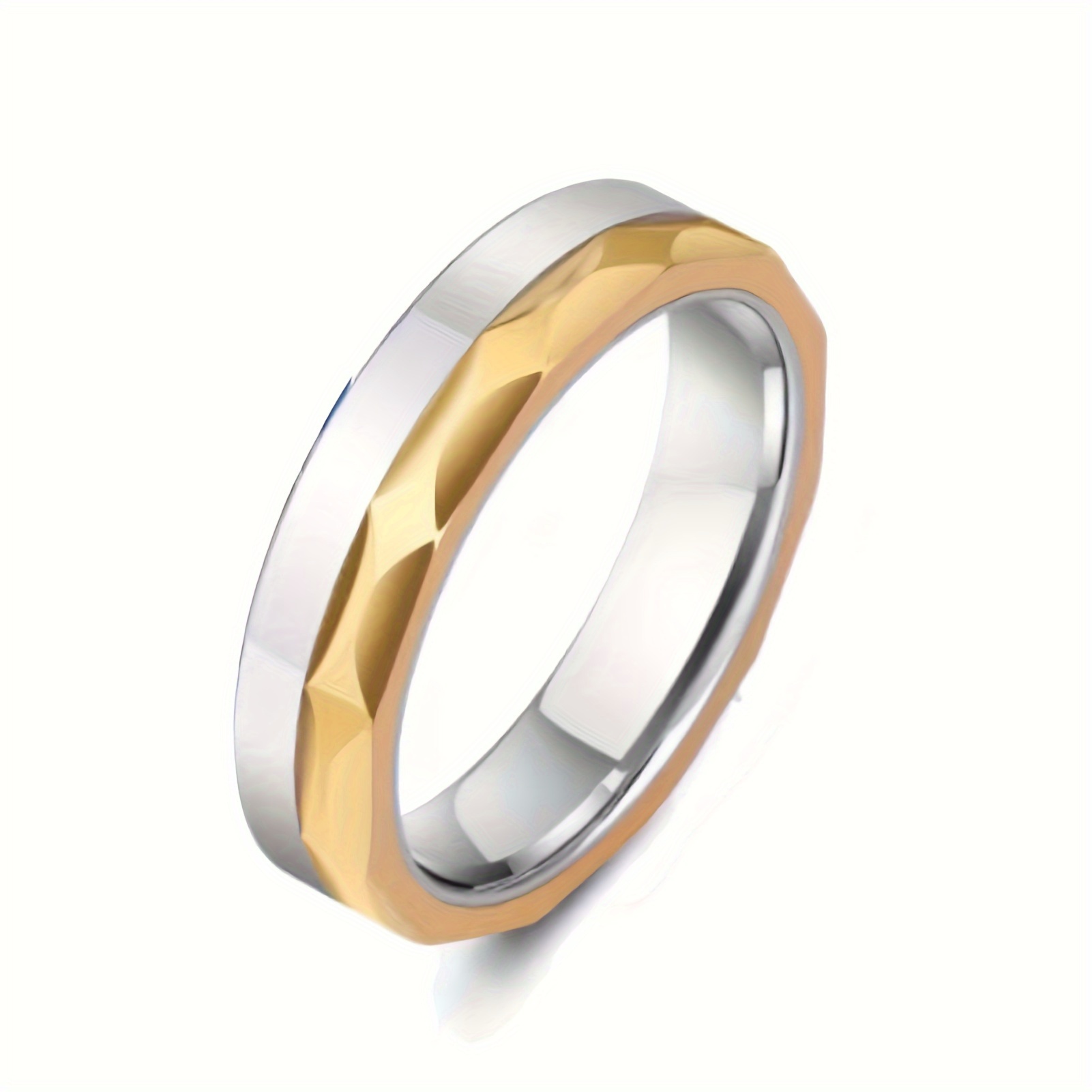 Rhombus Faceted Design Simple Ring Golden Titanium Steel - Temu United ...