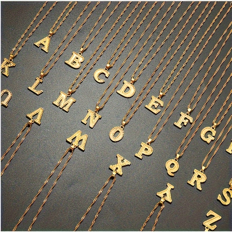 English Capital Letters Pendant Golden Name Cuban Necklace - Temu ...