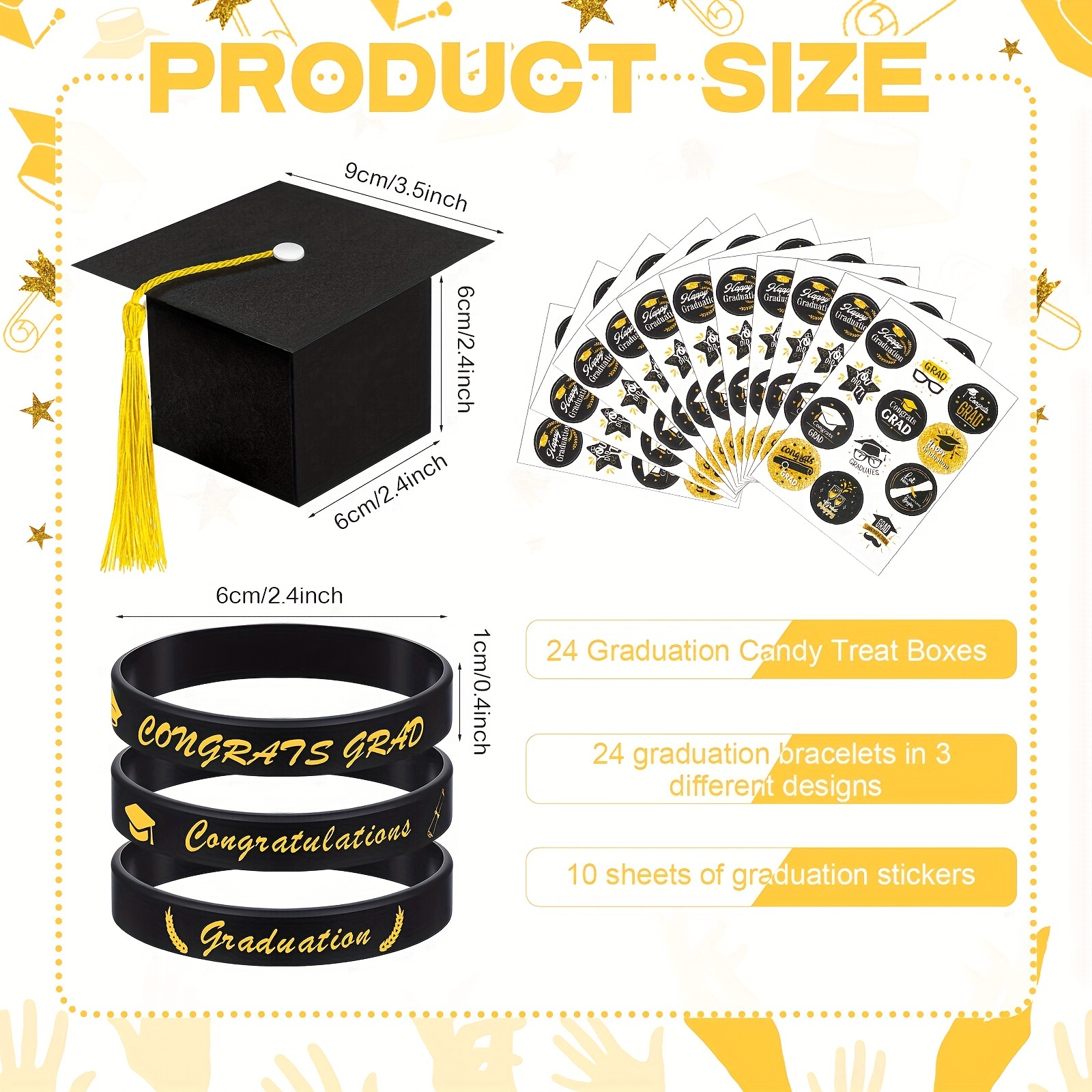 Graduation Cap Gift Boxes 24 Class 2023 Silicone Wristbands - Temu