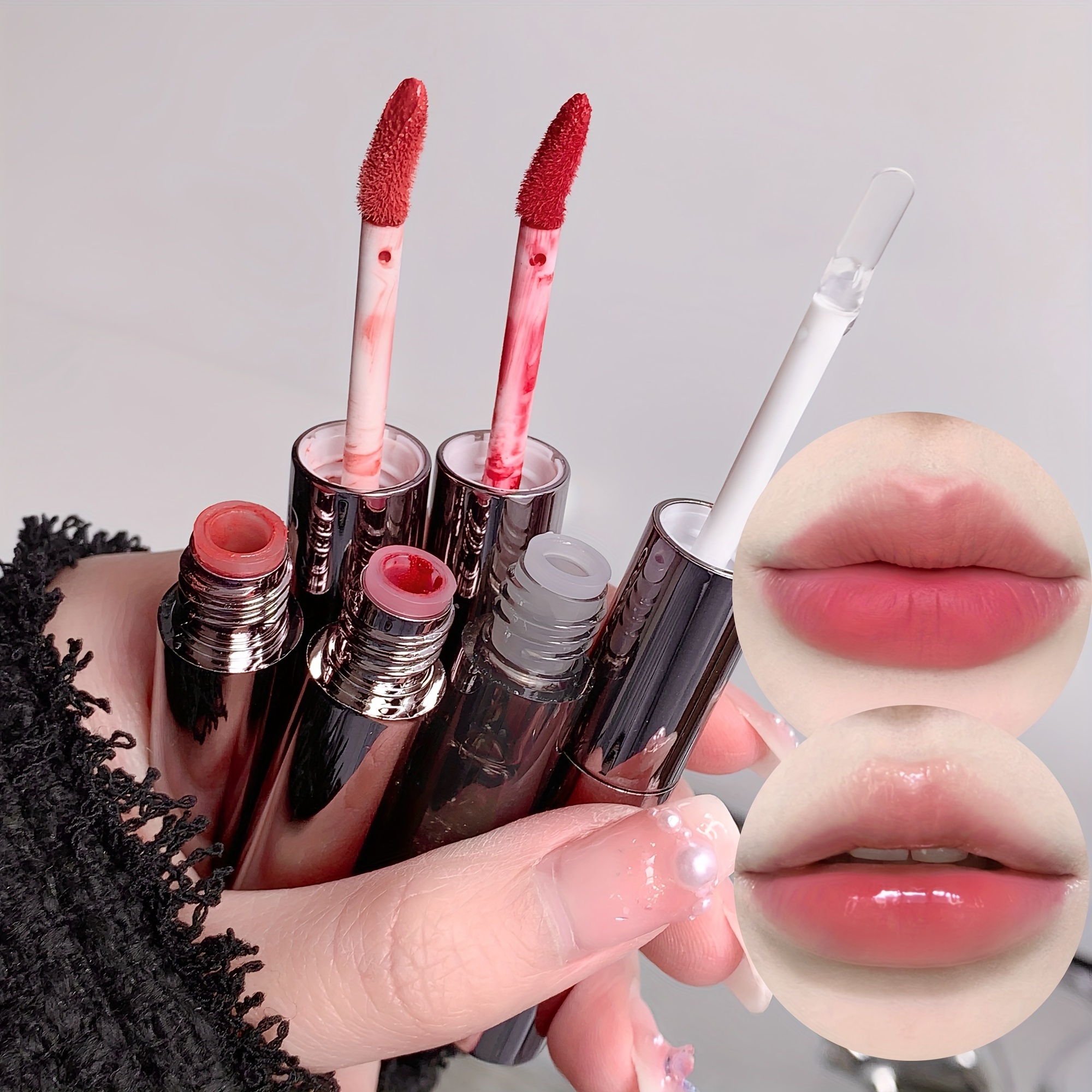 양쪽 끝 립 글레이즈 매트 벨벳 And 글로시 글라스 마감 보습 장시간 지속되는 립 스테인 립 글로스 비 끈적임 이전 방지 수분 공급 포뮬러 Temu에서 절약하세요