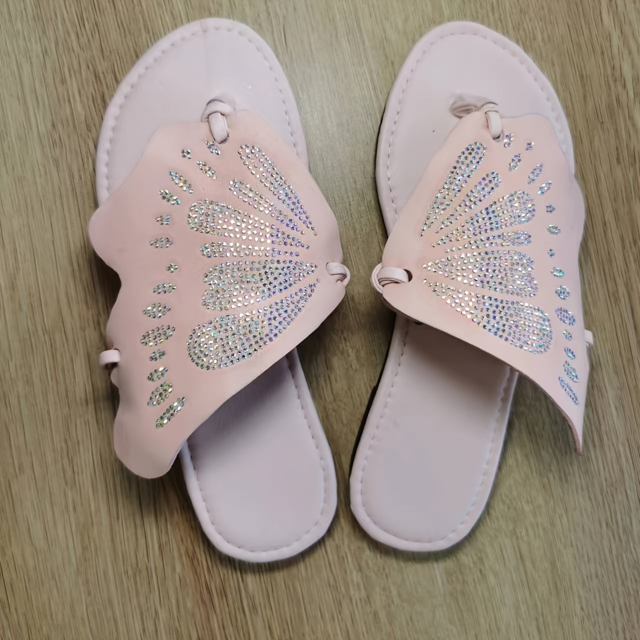 Trendy Elegant Rhinestone Butterfly Slippers Girls - Temu Australia