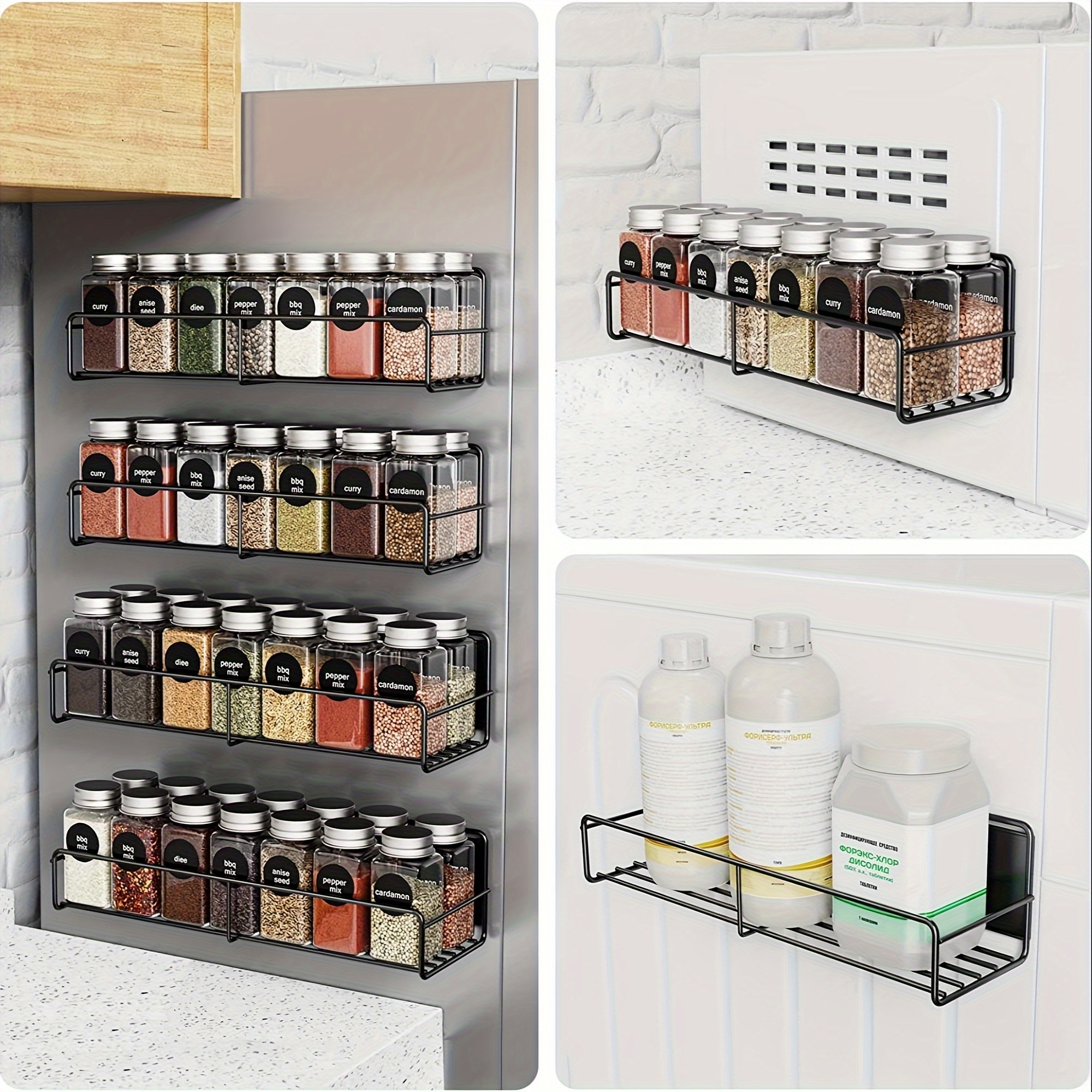 Magnetic Spice Rack Organizer Refrigerator Microwave Oven - Temu
