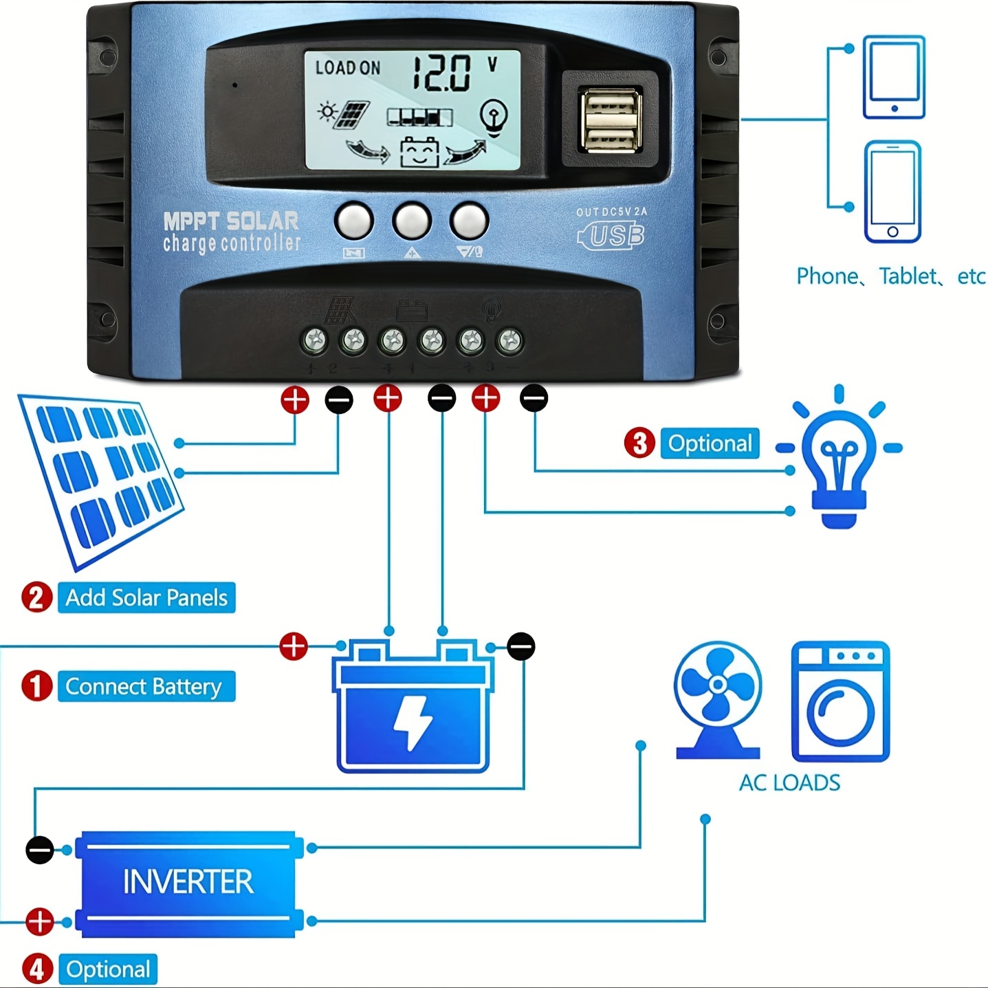 solar charge controller with battery sold on Temu United States