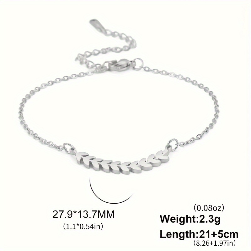 Wheat Anklet Stainless Steel Olive Leaf Foot Chain Women's - Temu ...