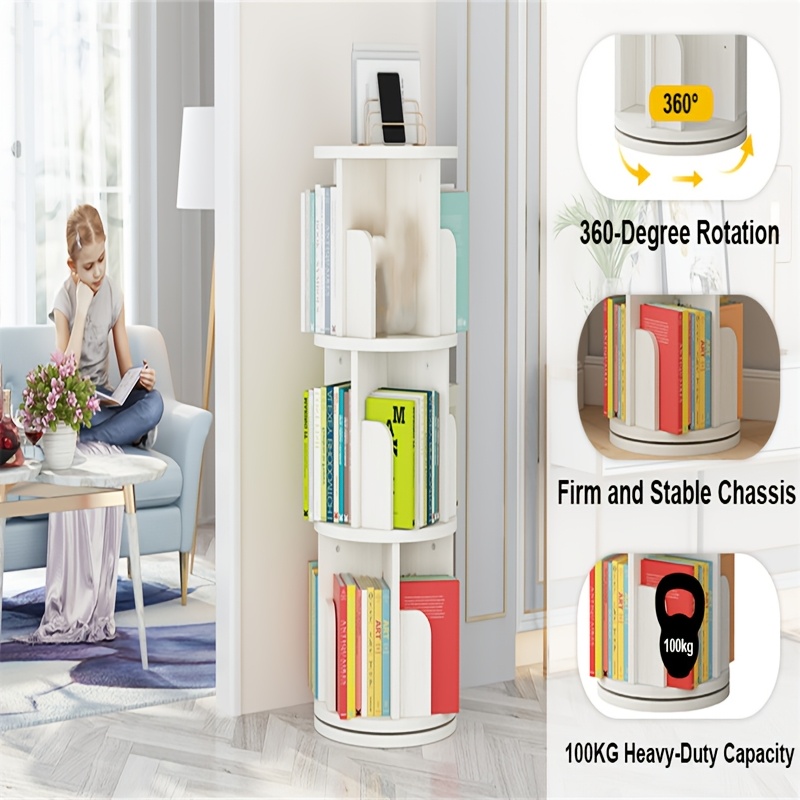 Rotating Bookshelf 3 Tier 360 Display Bookcase Storage Rack - Temu